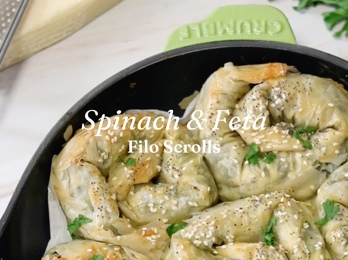 Cast-Iron Spinach & Feta Scroll Recipe | Crumble Cookware